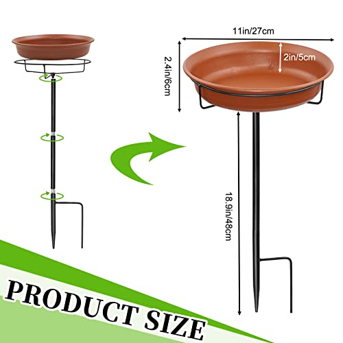 AUHOKY Freestanding Birdbaths Bowl for Outdoor, Lightweight Detachable Outdoor Bird Bath with Sturdy Metal Stake, Adjustable Birdfeeder for Garden Patio Yard Lawn Decoration (Brown)