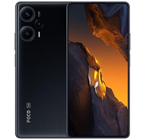 Xiaomi Poco F5 5G + 4G LTE 256GB + 12GB Global Version Unlocked 6.67" 120Hz 64Mp Triple Camera (Tmobile Mint Tello Metro USA Market) + (w/Fast Car 51W Charger Bundle) (Black (Global))