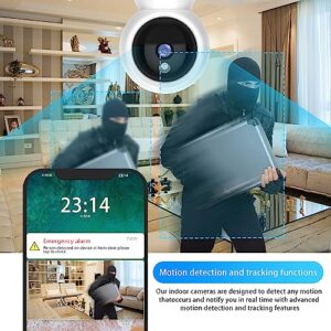 4MP Indoor Security Camera Pet with Phone App 2K 5GHz & 2.4GHz 360°Wireless WiFi Cameras for Baby/Elder/Dog/Pet Motion Detection Audible Alarm Easy Installation Compatible Alexa 1Pcs 64GB SD