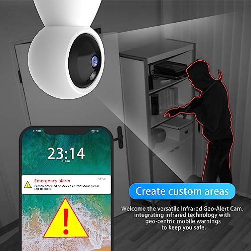 4MP Indoor Security Camera Pet with Phone App 2K 5GHz & 2.4GHz 360°Wireless WiFi Cameras for Baby/Elder/Dog/Pet Motion Detection Audible Alarm Easy Installation Compatible Alexa 1Pcs 64GB SD