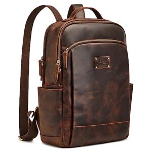 s-zone genuine leather backpack purse for women large backpack for men vintage rucksack handbag travel daypack