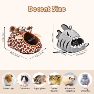 Avont 2 Pack Guinea Pig Bed House Hideout, Small Animal Hideaway Cage Accessories, Washable Warm Sleeping Bed for Dwarf Rabbits Chinchillas Hamsters Hedgehogs Ferrets Bearded Dragons and Rats