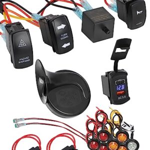 Foruly Universal UTV ATV Turn Signal Kit with Connected Signal/Turn Signal Switch, Sxs Turn Signal Horn Kit with 3.0 Fast Charging Usb for Polaris Dirt Bike Rzr Can-Am Kawasaki