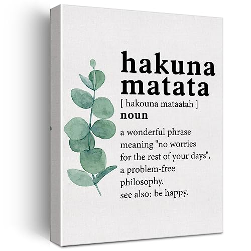 Canvas Wall Art Inspirational Hakuna Matata Word Definition Canvas Print Painting Home Wall Decor Framed Funny Gift 12"x15" Ready to Hang