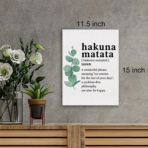 Canvas Wall Art Inspirational Hakuna Matata Word Definition Canvas Print Painting Home Wall Decor Framed Funny Gift 12"x15" Ready to Hang