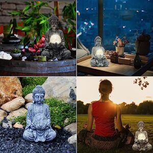 Philodwell Zen Buddha Statues with Solar Light - Meditating Statue Home and Garden Decor Outdoor Buddah,Solar Powered,Garden Light.