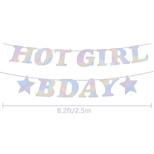 Hot Girl Bday Glitter Banner, Bachelorette Party Decorations Girls' 21st 25th 30th Birthday Party Supplies Pre-Strung Iridescent Bday Sign Shinny Hen Parties Cocktail Parties Wedding Celebrations Photo Backdrop