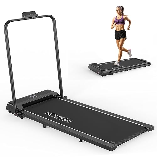 Walking Pad Treadmill, Under Desk Treadmill Foldable 2 in 1, 6.2 MPH Running Treadmill with Remote Control and LED Display, Running Machine for Home Office Use(Black/White)