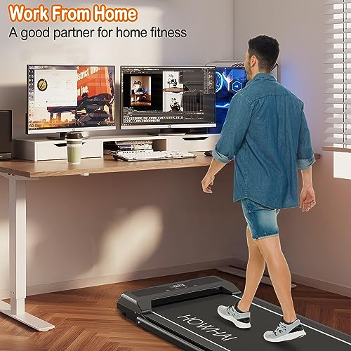 Walking Pad Treadmill, Under Desk Treadmill Foldable 2 in 1, 6.2 MPH Running Treadmill with Remote Control and LED Display, Running Machine for Home Office Use(Black/White)