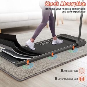 Walking Pad Treadmill, Under Desk Treadmill Foldable 2 in 1, 6.2 MPH Running Treadmill with Remote Control and LED Display, Running Machine for Home Office Use(Black/White)