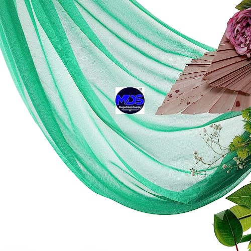 MDS Pack of 2 Panels (30" Width x 20Ft Long) Wedding Arch Draping Fabric Sheer Chiffon Fabric Drapery for Wedding Ceremony Reception Swag and Backdrop Decorations - Emerald Green