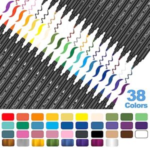 XPaoFey 38 Dual-tip Acrylic Paint Markers with Brush & Fine Tips, Acrylic Paint Pens for Rock Painting, Ceramic, Stone, Glass, Plastic, Wood, Calligraphy, Canvas & DIY Craft Art Supplies