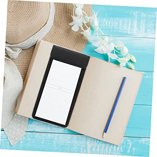 KICHOUSE Bill Folder Pocket Folders Nurse Notepad Server Notepad Letter Size Clipboards Writing Board Mini Memo Clipboard Exam Paper Clips Writing Support Plate Paper Base Pu Leather Black