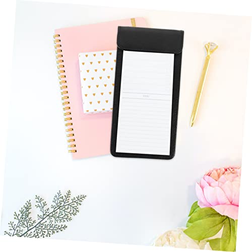 KICHOUSE Bill Folder Pocket Folders Nurse Notepad Server Notepad Letter Size Clipboards Writing Board Mini Memo Clipboard Exam Paper Clips Writing Support Plate Paper Base Pu Leather Black