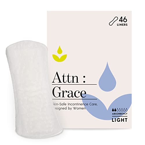 Attn: Grace Panty Liners for Women - 46 Liners – for Light Urinary Incontinence, Bladder Leakage or Postpartum - 100% Breathable & Plant-Based Materials Active Odor Control - Free from Harsh Chemicals