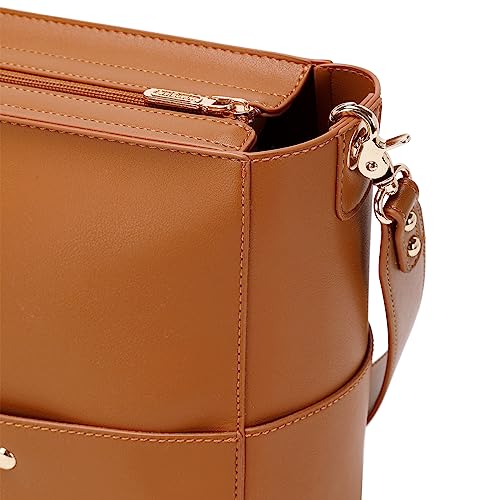 Wrangler Bucket Handbags for Women Crossbody Shoulder Purse with Guitar Strap and Hobo Bag Organizer Insert Tote Oversized Brown WG67-918BR