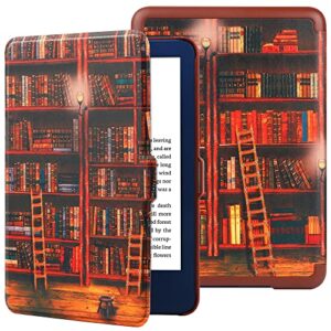 hgwalp case for 6" all-new kindle 11th generation 2022 release only, folio ultra slim pu leather cover with auto sleep and wake, protective case for kindle 2022-library