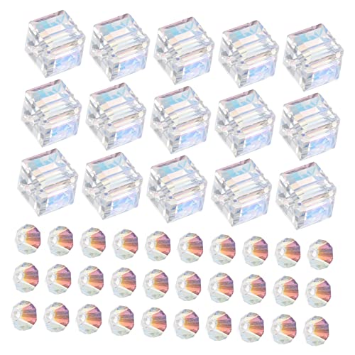 Didiseaon 180 Pcs Jewelry Beads Beaded Jewelry Bulk Glass Beads Bracelet Accessories Cube Glass Charms Jewelry Finding Bead Gemstone Beads Ab Beads Loose Beads Bracelet Making Kit Delicate