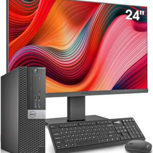 Dell OptiPlex Desktop Computer with 24 inch Monitor PC & Bundle, i7-6700 3.4GHz,16GB Ram New 512GB SSD,Intel AC7260 Built-in WiFi Bluetooth,HDMI,Refurbished Desktop,Windows 10 Pro (Renewed), Black