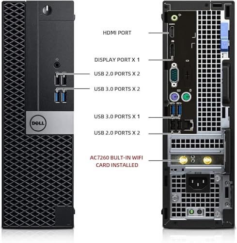 Dell OptiPlex Desktop Computer with 24 inch Monitor PC & Bundle, i7-6700 3.4GHz,16GB Ram New 512GB SSD,Intel AC7260 Built-in WiFi Bluetooth,HDMI,Refurbished Desktop,Windows 10 Pro (Renewed), Black