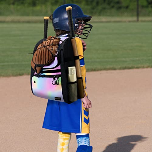 Baseball Bag, Youth Baseball Bag Softball Bat Bag with Vented Shoe Compartment, Baseball Equipment Bag TBall Bat with Fence Hook, for Batting Mitten, Helmet, Teeball Gear Adult Boys Girls Pink