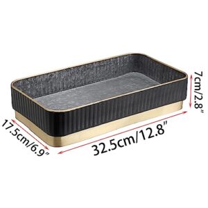 Hipiwe Industrial Style Metal Iron Tray Galvanized Serving Tray for Coffee Table, Home Decorative Centerpiece Tray Rectangular Rustic Bathroom Organizer Tray, Small