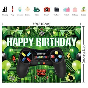 Video Game Theme Party Backdrop Video Game Happy Birthday Backdrop for Game Fans Boys Room Wall Decoration Game Party Photograph Background 7x5ft