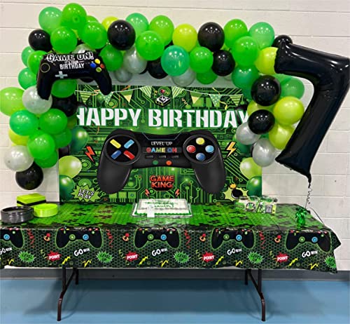 Video Game Theme Party Backdrop Video Game Happy Birthday Backdrop for Game Fans Boys Room Wall Decoration Game Party Photograph Background 7x5ft