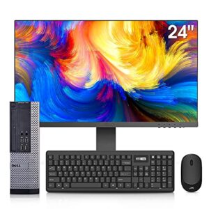 dell optiplex 7010 desktop computers with 24 inch monitor pc bundle, intel core i7-3770 3.4ghz, 16gb ram new 1tb ssd, ac8260 built-in wifi, dvd-rw, refurbished windows 10 pro (renewed), black