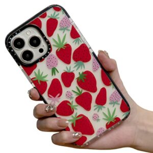 lolagigi for iphone 14 pro case for women, cute strawberry print girly design kawaii fruit cartoon pattern for girls teens soft clear tpu case cover for iphone 14 pro (6.1")