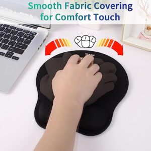 Ergonomic Mouse Pad with Wrist Support with Non-Slip PU Base, Pain Relief Memory Foam Mousepad for Office & Home, Black