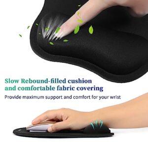 Ergonomic Mouse Pad with Wrist Support with Non-Slip PU Base, Pain Relief Memory Foam Mousepad for Office & Home, Black