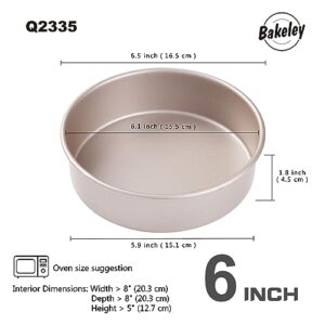 Bakeley Mini Round Cake Pan Set, 4Pcs 6-Inch Non-Stick Round Cake and Loaf Bakeware for Oven and Instant Pot Baking (Champagne Gold)