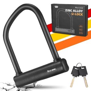 lutuo u bike lock with key, 17mm bike locks heavy duty anti theft carbon steel bicycle lock high security ebike lock for electric scooter mountain bikes wheel