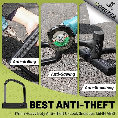 LuTuo U Bike Lock with Key, 17mm Bike Locks Heavy Duty Anti Theft Carbon Steel Bicycle Lock High Security Ebike Lock for Electric Scooter Mountain Bikes Wheel