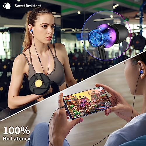 3.5mm Jack Earbuds Dazzle Magnetic Wired Earphone for Moto G Stylus Pure Power in-Ear Headphone Noise Canceling HiFi Stereo Corded Headset for Samsung Galaxy A14 A13 A03 Core A03s S10 S10e PurpleBlue