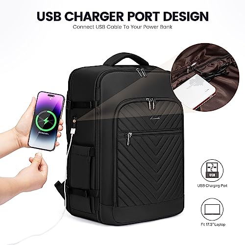 LOVEVOOK Travel Backpack,Carry On Backpack Flight Approved with Toiletry Bag,Expandable Large Laptop Backpack Women Waterproof Backpack Fit 17.3 Inch with USB Charging Port Shoes Compartment