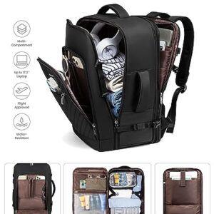 LOVEVOOK Travel Backpack,Carry On Backpack Flight Approved with Toiletry Bag,Expandable Large Laptop Backpack Women Waterproof Backpack Fit 17.3 Inch with USB Charging Port Shoes Compartment