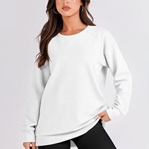 ANRABESS Women's Oversized Sweatshirts Long Sleeve Tunic Tops Crew Neck Soft Pullover With Side Zipper Shirt Trendy Clothes 2023 A1073-baise-L White