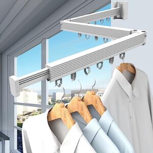 Clothes Drying Racks for Laundry, Clothes Drying Rack Foldable, Collapsible Clothes Drying Rack, Hanging Racks for Clothes, Wall Mounted, Tri Folding, Space Saver