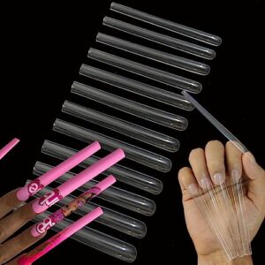 hwhuno 5xl extra long square full cover nail tips no curved,3.9" tapered straight square nail tips for nails salon home diy professional,false nails press on nail tips clear, 240pcs(12size)