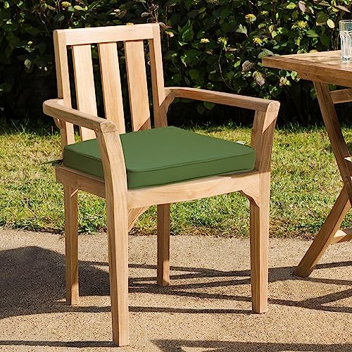 GUEGLSA Patio Seat Cushions 18 inch,Waterproof Square Chair Pad with Ties,18''x18'' Indoor Outdoor Chair Cushion for Garden Furniture,Set of 2,Green