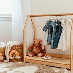 WOOD&ROOM Wardrobe Dress up Rack Child Garment Rack Kids Clothing Rack with Storage Shelf Montessori Children wardrobe