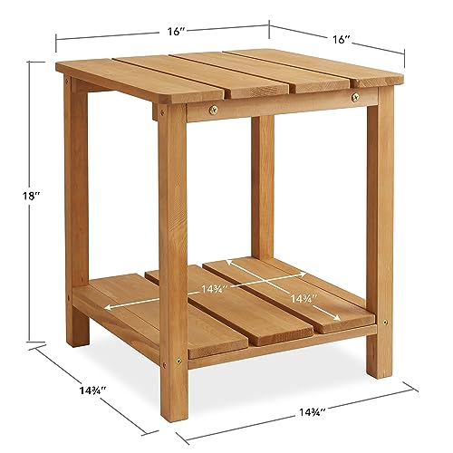 Casafield Adirondack Side Table, Cedar Wood Outdoor End Table with Shelf for Patio, Deck, Lawn and Garden - Natural