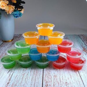 TashiBox 400 Sets - 2 oz Jello Shot Cups with Lids, Small Plastic Portion Cups with Lids, Disposable Condiment Containers for Sauce