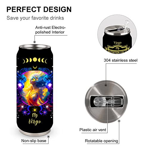 YOPIGOT Virgo Constellation Tumbler Zodiac Stainless Steel Tumbler Men Women Astrology Fans Birthday Gifts Zodiac Tumbler With Straw Lid Coffee Mugs Car Cup - 17 Oz