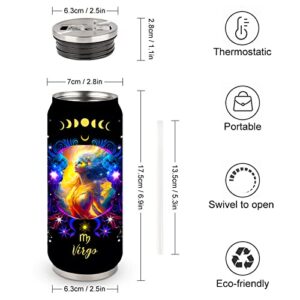 YOPIGOT Virgo Constellation Tumbler Zodiac Stainless Steel Tumbler Men Women Astrology Fans Birthday Gifts Zodiac Tumbler With Straw Lid Coffee Mugs Car Cup - 17 Oz