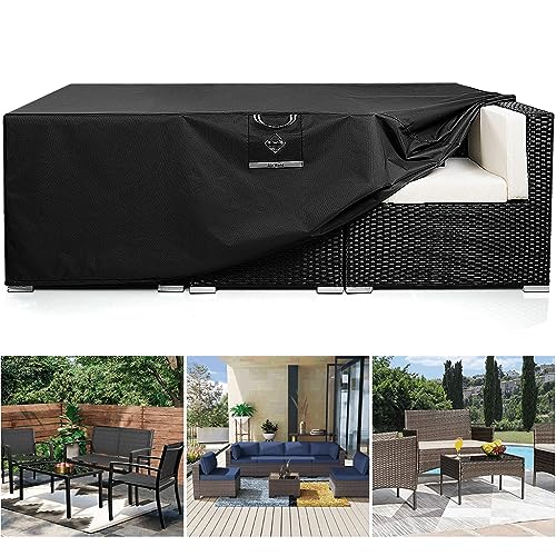 Paswith Outdoor Patio Furniture Covers Waterproof 600D Strong Tear Resistant Outdoor Table Covers, Patio Furniture Covers Windproof UV & Fade Resistant For Outdoor Furniture(126"L×63"W×28"H)