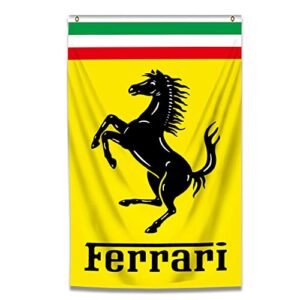 kasflag ferrari flag banner vertical yellow (3x5ft,heavy duty, durable 150d polyester) brass grommets for outdoor room man cave