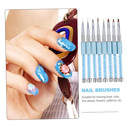 minkissy 8pcs Set Nail Art Brush Set Finger Nail Kit Diamond Kits Nail Kit Acrilic Nail Kit Para Uñas Acrilicas Nail Drawing Pen Nail Painting Tools 3d Gradient Acrylic Blue